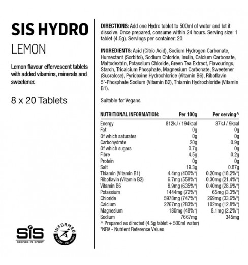SIS Hydro tablets – 20 x 4g CYCLES ET SPORTS